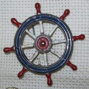 Vintage | Jewelry | Vintage Patriotic Nautical Ships Wheel Pin | Poshmark